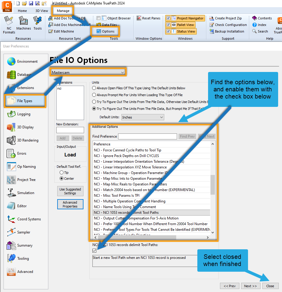 How to configure CAMplete for Mastercam files