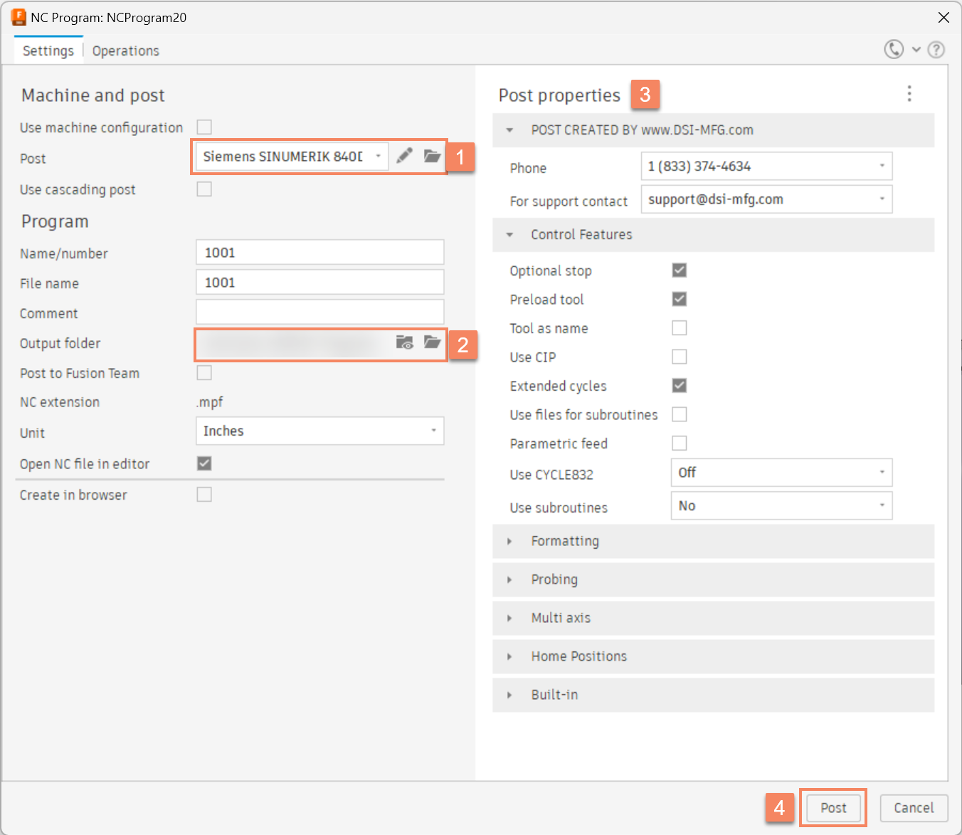 Using your new Fusion 360 post processor